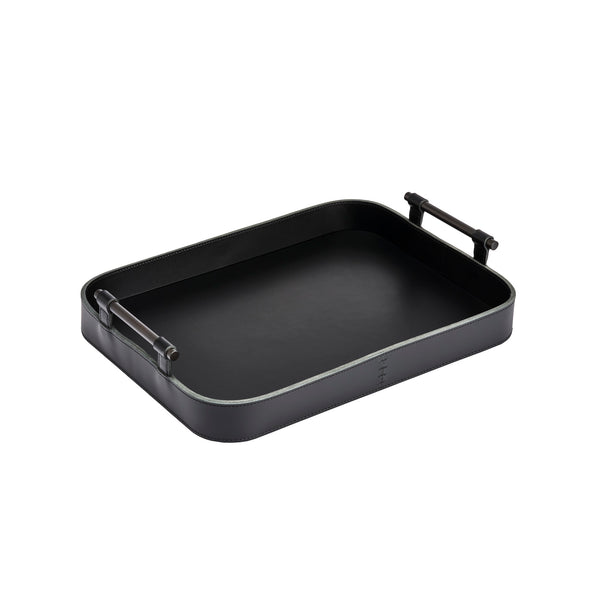 Rabitti 1969 - Portofino Small Rectangular Leather Tray - Black - Nest Casa